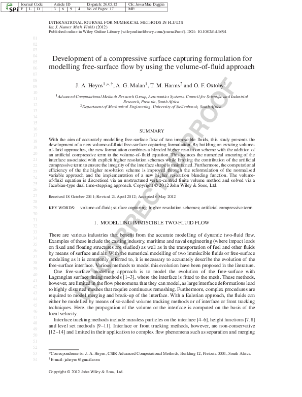 (PDF) Development of a compressive surface capturing formulation for modelling free-surface flow ...