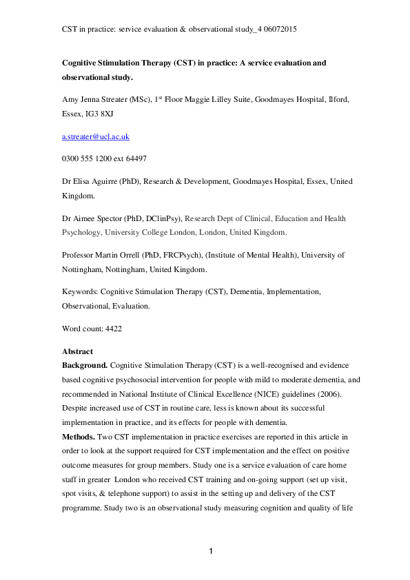 (PDF) Cognitive stimulation therapy (CST) for people with dementia-who ...