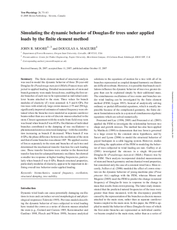 (PDF) Simulating the dynamic behavior of Douglas-fir trees under applied loads by the finite ...