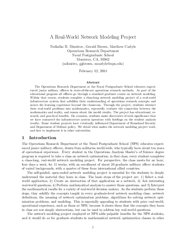 (PDF) A Real-World Network Modeling Project