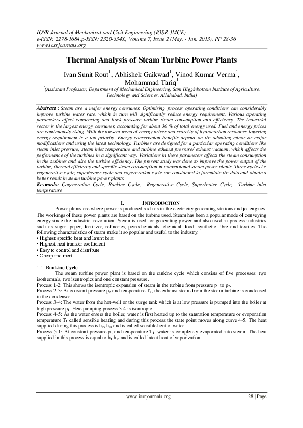 (PDF) Thermal Analysis of Steam Turbine Power Plants