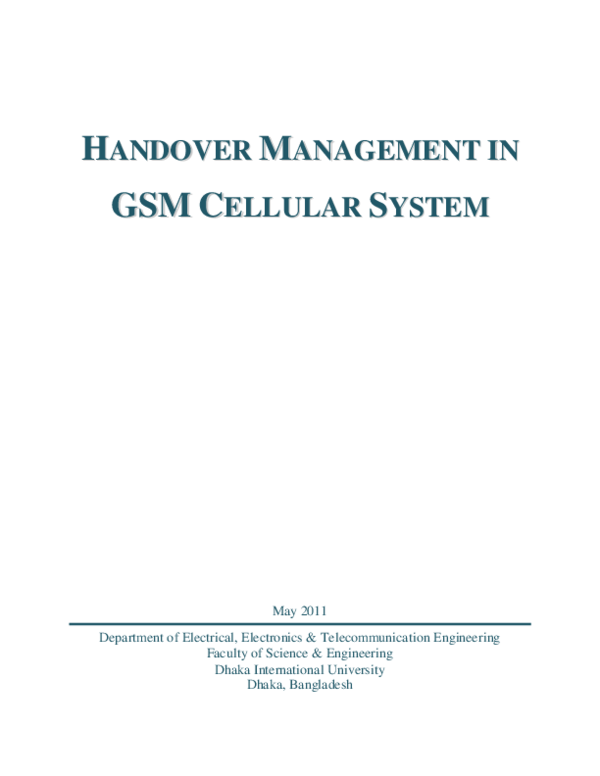 (PDF) Handover management in GSM cellular system