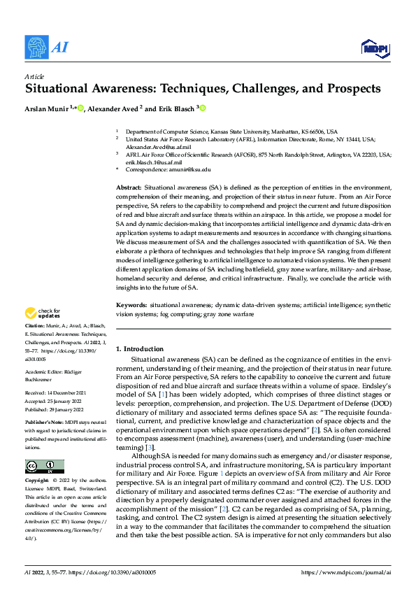 (PDF) Situational Awareness: Techniques, Challenges, and Prospects