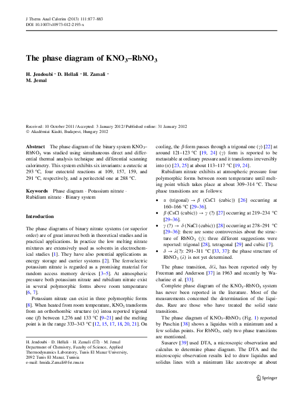 (PDF) The phase diagram of KNO3–RbNO3