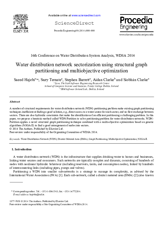 (PDF) Water distribution network sectorization using structural graph partitioning and ...