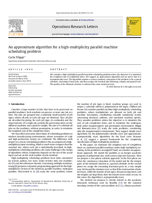 (PDF) An approximate algorithm for a high-multiplicity parallel machine scheduling problem ...