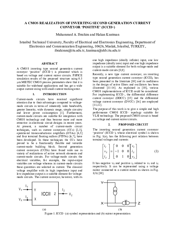 (PDF) A CMOS realization of inverting second generation current ... (PDF) A CMOS realization of inverting second generation current ...