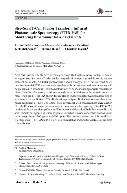Step-Scan T-Cell Fourier Transform Infrared Photoacoustic Spectroscopy ...