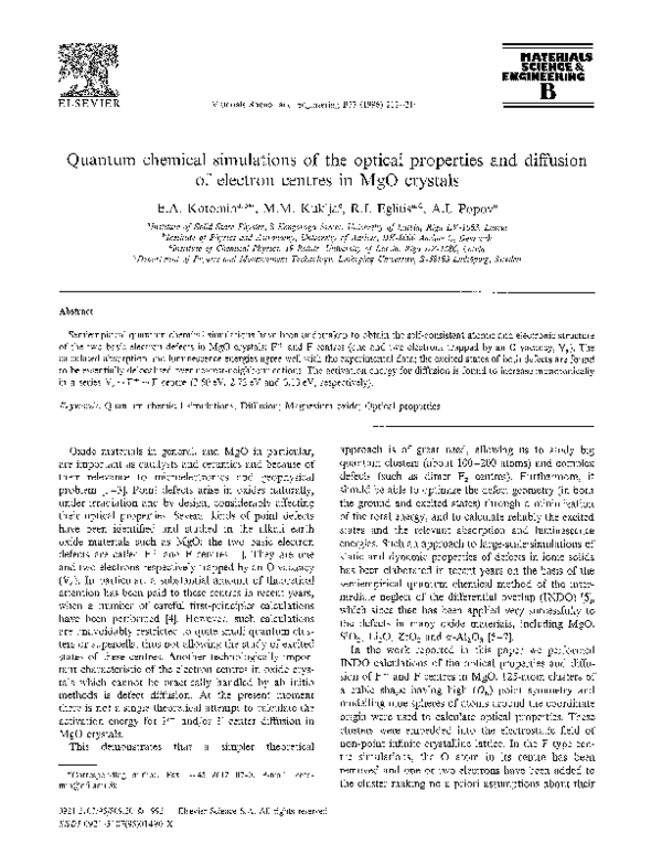 (PDF) Quantum chemical simulations of the optical properties and ...