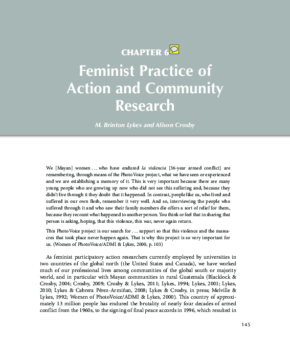 (PDF) Feminist Practice of Community and Participatory and Action Research