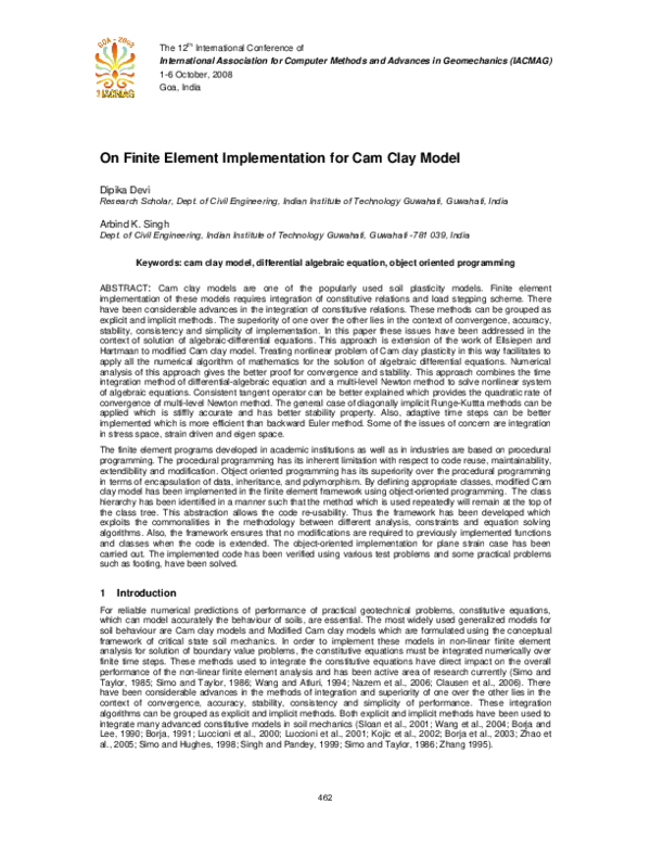 (PDF) On Finite Element Implementation for Cam Clay Model