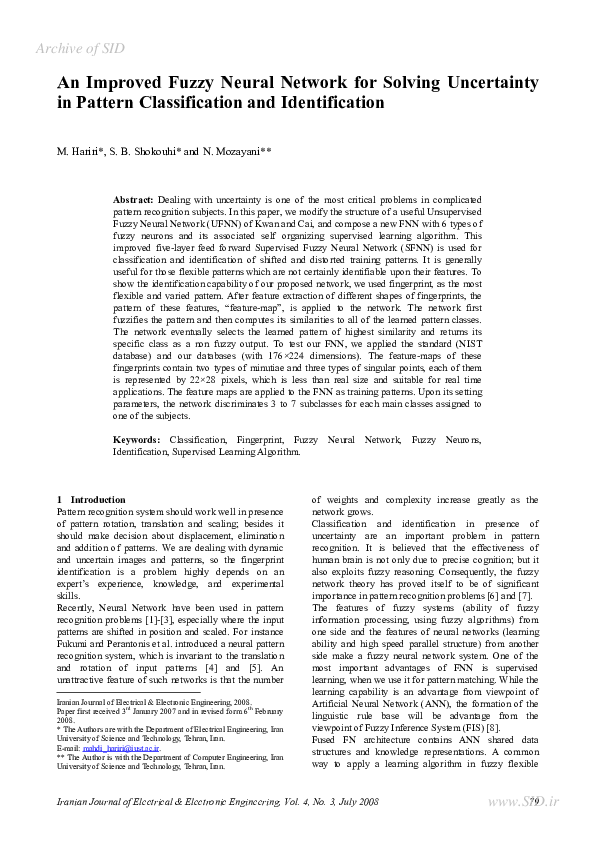 (PDF) An Improved Fuzzy Neural Network for Solving Uncertainty in Pattern Classification and ...