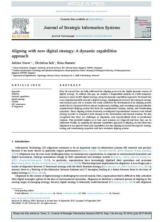 (PDF) Aligning with new digital strategy: A dynamic capabilities approach