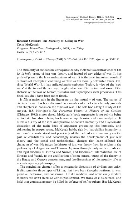 (PDF) Innocent Civilians: The Morality of Killing in War