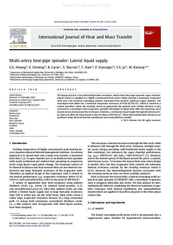 (PDF) Multi-artery heat-pipe spreader: Lateral liquid supply