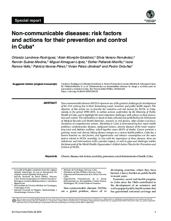 (PDF) Non-communicable diseases : risk factors and actions for their ...