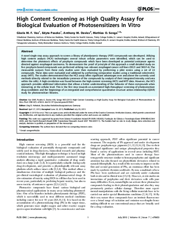 (PDF) High Content Screening as High Quality Assay for Biological ...