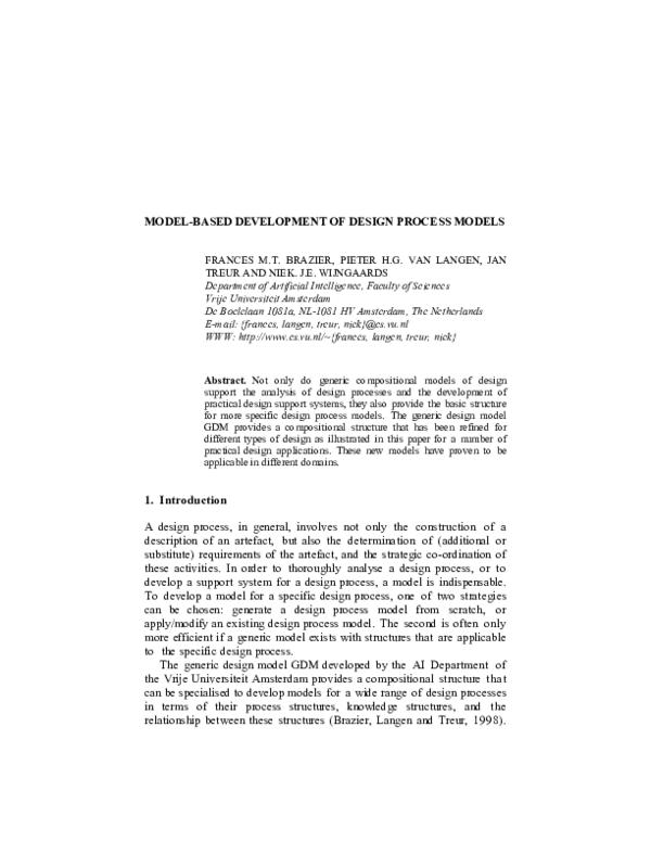 (PDF) Model-Based Development of Design Process Models
