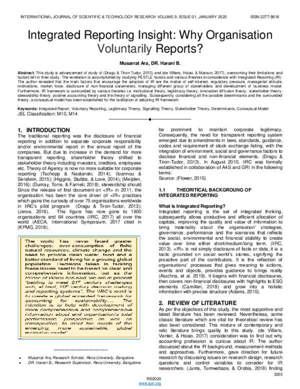 (PDF) Integrated Reporting Insight: Why Organisation Voluntarily Reports?