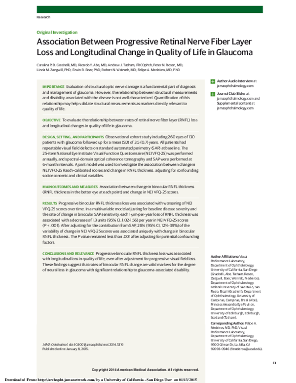 (PDF) Association Between Progressive Retinal Nerve Fiber Layer Loss ...