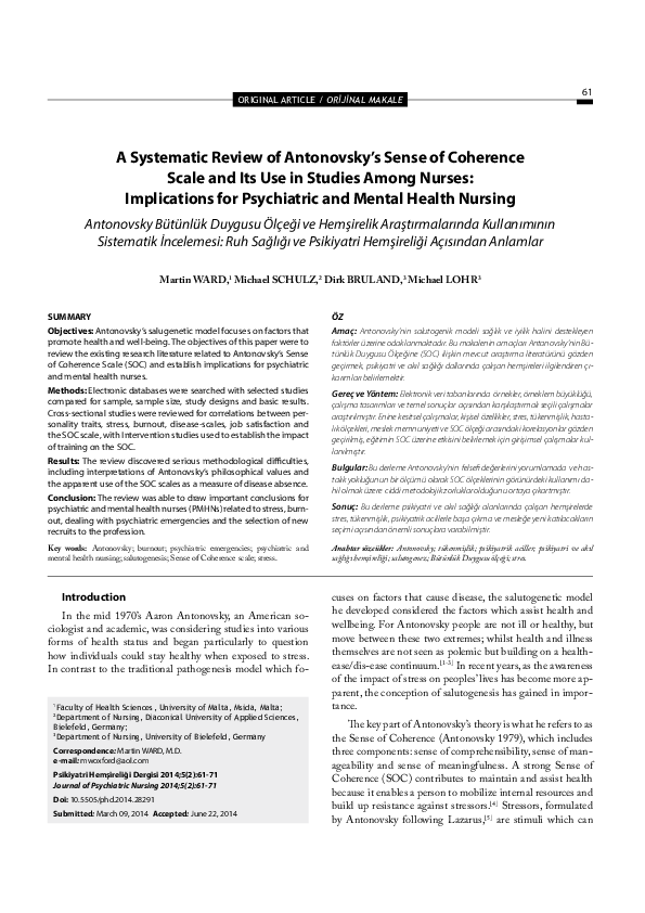 (PDF) A systematic review of Antonovsky's Sense of Coherence scale and ...