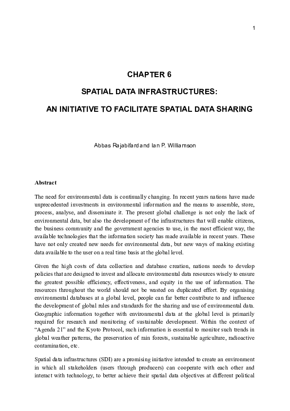 (PDF) Chapter 6 Spatial Data Infrastructures: An Initiative to ...