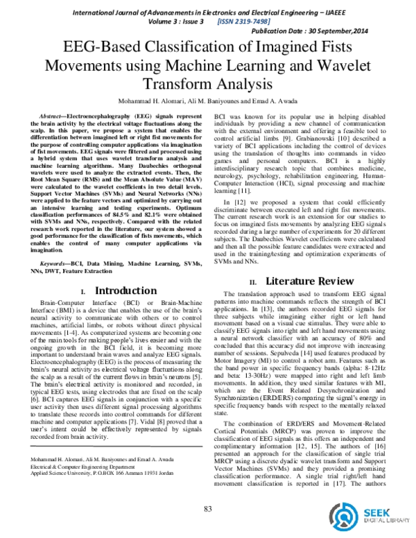 (PDF) EEG-Based Classification of Imagined Fists Movements using Machine Learning and Wavelet ...