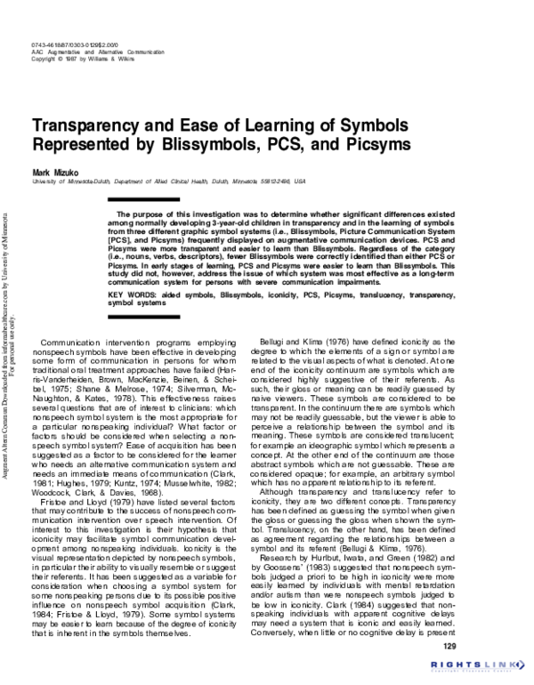 (PDF) Transparency and ease of learning of symbols represented by ...