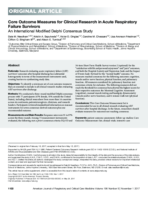 (PDF) Core Outcome Measures for Clinical Research in Acute Respiratory ...