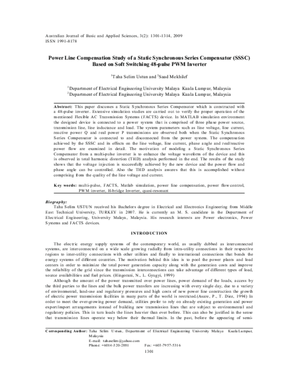 (PDF) Power Line Compensation Study of a Static Synchronous Series ...