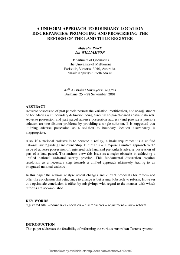 (PDF) A Uniform Approach To Boundary Location Discrepancies: Promoting ...
