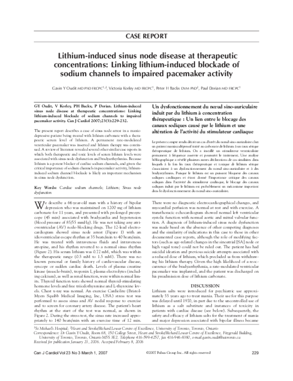 (PDF) Lithium-induced sinus node disease at therapeutic concentrations ...