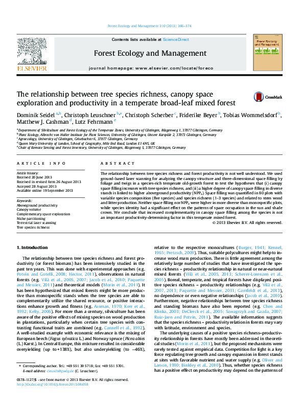 (PDF) The relationship between tree species richness, canopy space ...