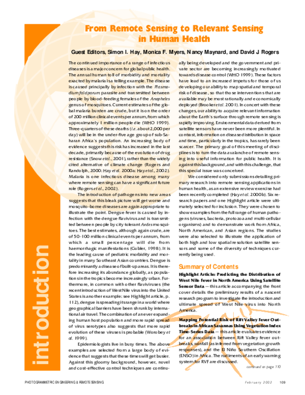 (PDF) From remote sensing to relevant sensing in human health