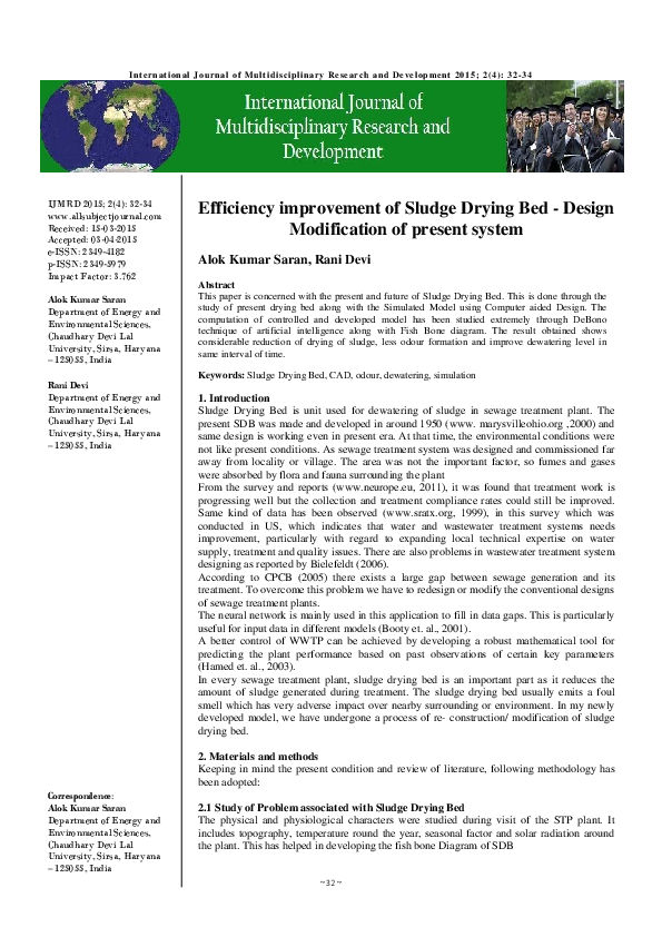 (PDF) Efficiency improvement of Sludge Drying Bed -Design Modification ...