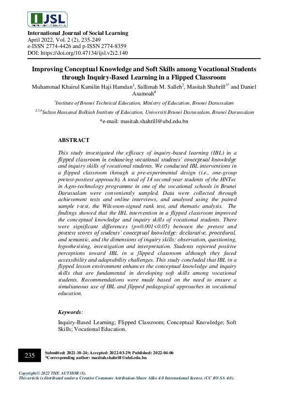 (PDF) Improving Conceptual Knowledge and Soft Skills among Vocational Students through Inquiry ...