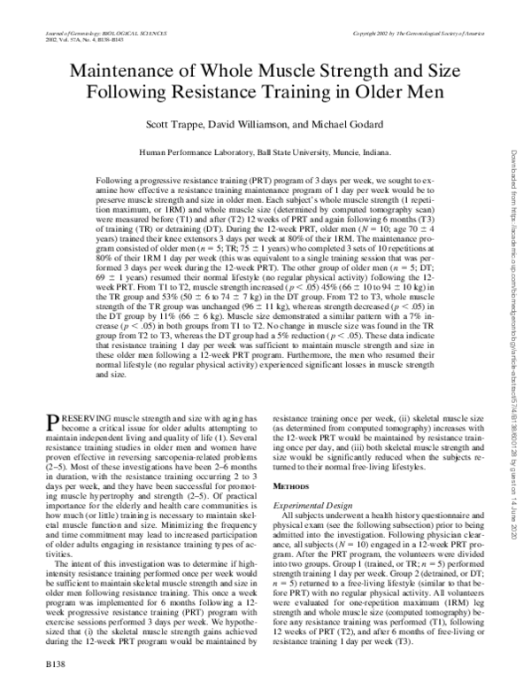 (PDF) Maintenance of Whole Muscle Strength and Size Following ...