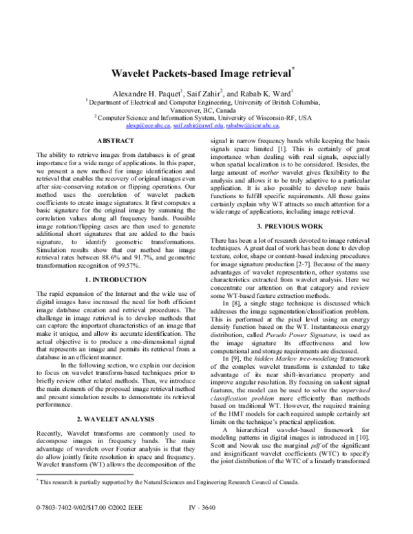 Wavelet packets-based image retrieval