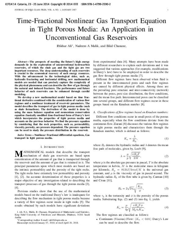 (PDF) Time-fractional nonlinear gas transport equation in tight porous ...