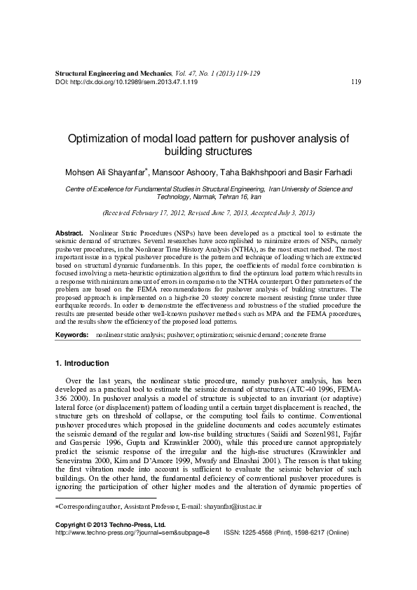 (PDF) Optimization of modal load pattern for pushover analysis of ...