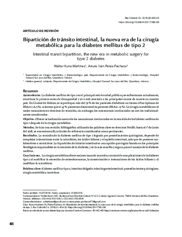 (PDF) Bipartición de tránsito intestinal, la nueva era de la cirugía ...