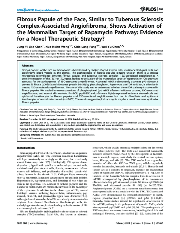 (PDF) Fibrous Papule of the Face, Similar to Tuberous Sclerosis Complex ...