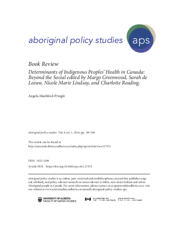 (PDF) Determinants of Indigenous Peoples’ Health in Canada: Beyond the ...