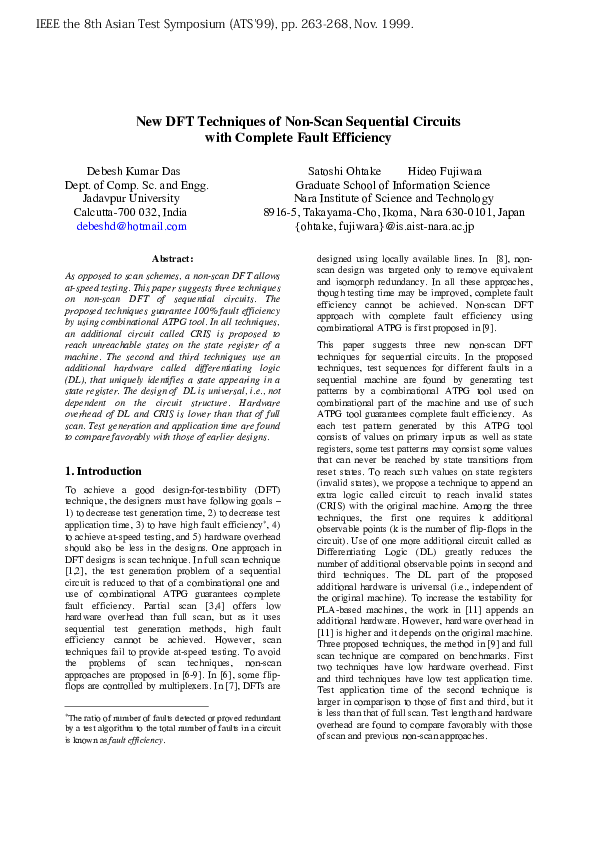 (PDF) Non-Scan DFT Techniques for Sequential Circuits