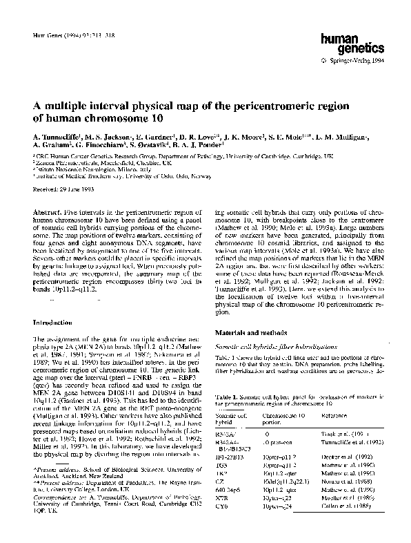 A multiple interval physical map of the pericentromeric region of human ...