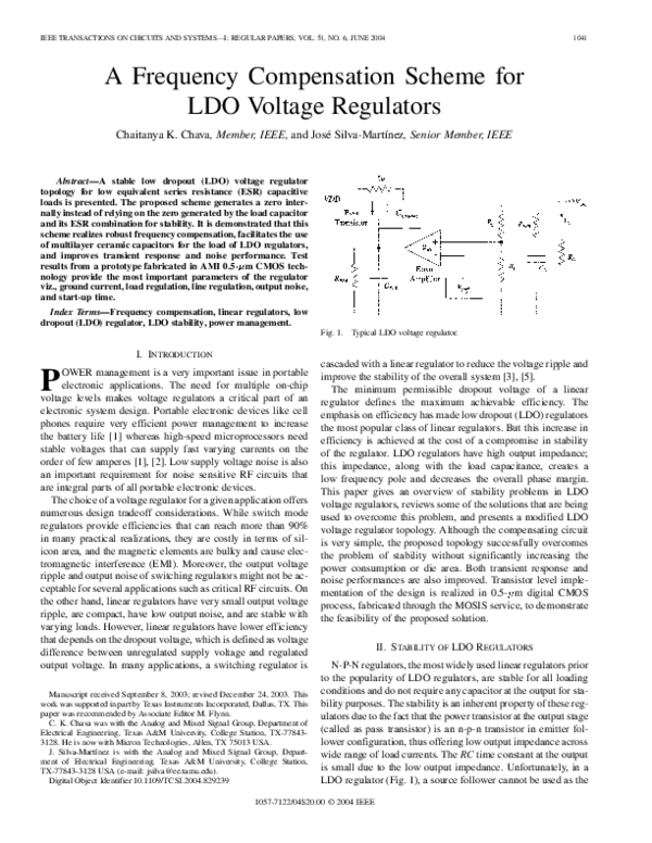 (PDF) A Frequency Compensation Scheme for LDO Voltage Regulators