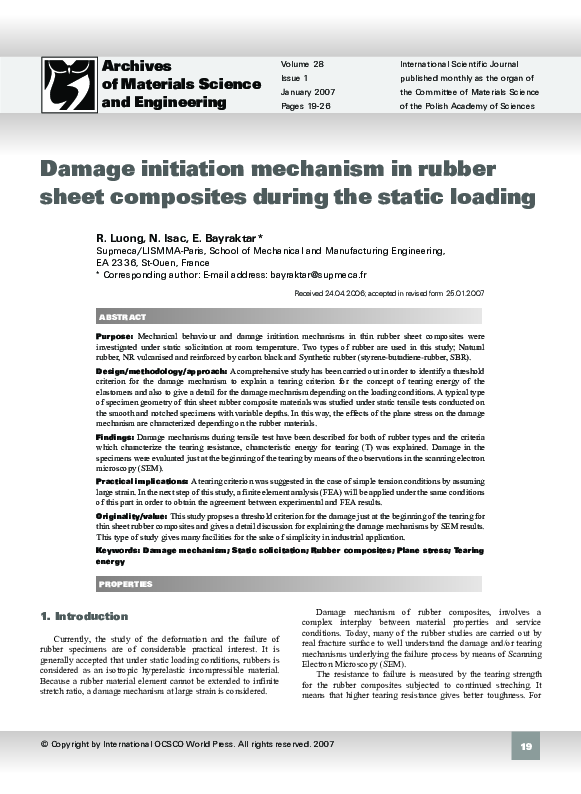 (PDF) Damage initiation mechanism in rubber sheet composites during the ...