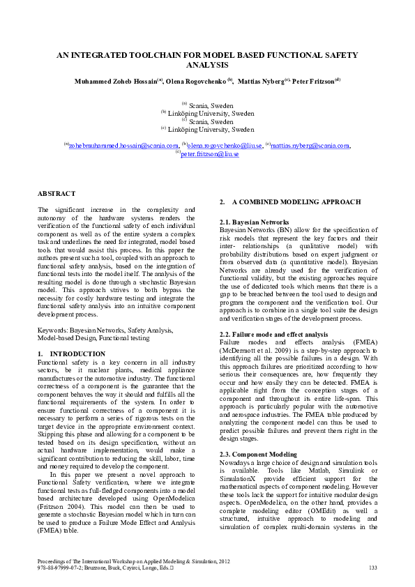 (PDF) An integrated toolchain for model based functional safety analysis