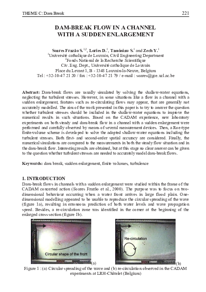 (PDF) Dam-break flow in a channel with a sudden enlargement