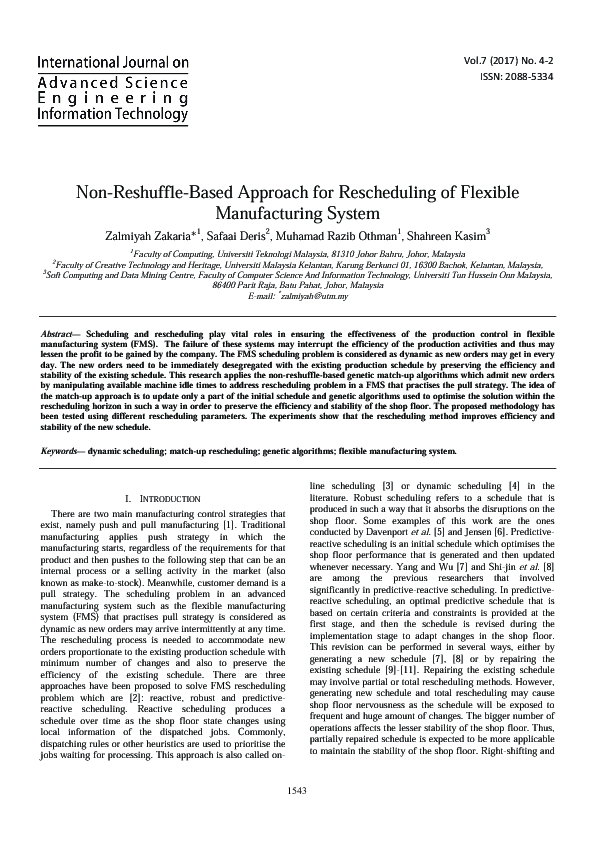 (PDF) Non-Reshuffle-Based Approach for Rescheduling of Flexible ...